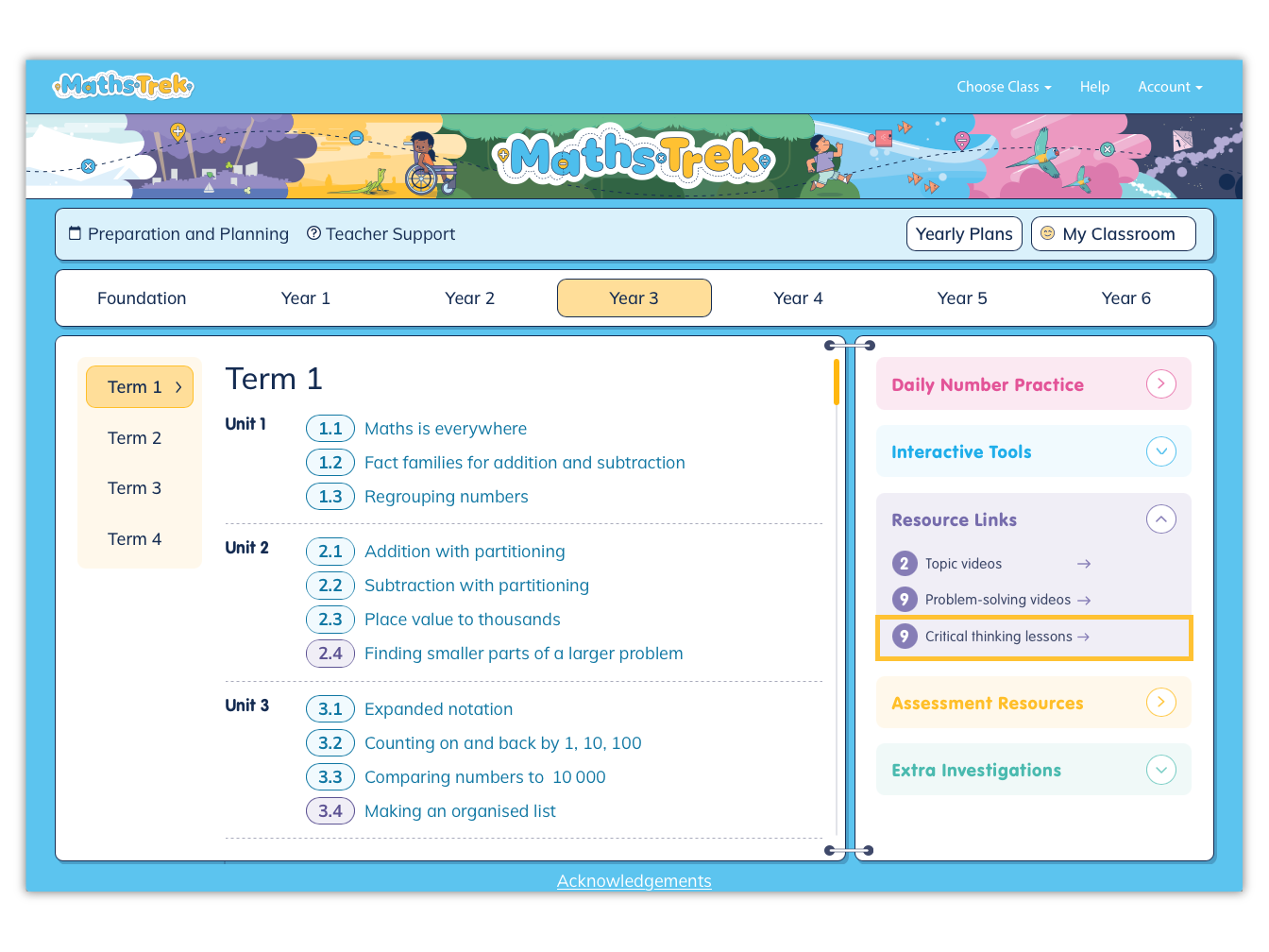 Critical thinking lessons in Maths Trek - Firefly Education